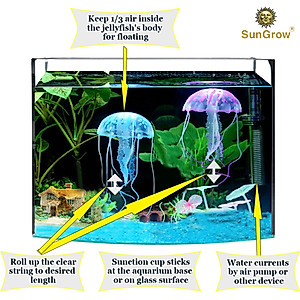 Jellyfish Aquarium Decorations, Silicone Fish Tank Ornaments, Colorful Decor Glows in Blacklight, Adds Beauty to Freshwater & Saltwater Tanks and Terrariums, 6pcs