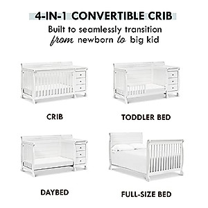 DaVinci Kalani 4-in-1 Convertible Crib and Changer Combo in White