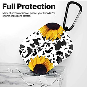 Cow Sunflower Airpods Case Compatiable with Airpods pro - Airpods pro Cover with Key Chain, Full Protective Durable Shockproof Personalize Wireless Headphone Case
