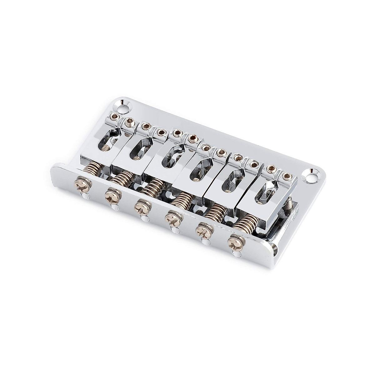 Metallor Top Load Guitar Bridge Tailpiece Fixed Hardtail Saddle Bridge Compatible with 6 String Fender Strat Tele Style Electric Guitar Parts Chrome.