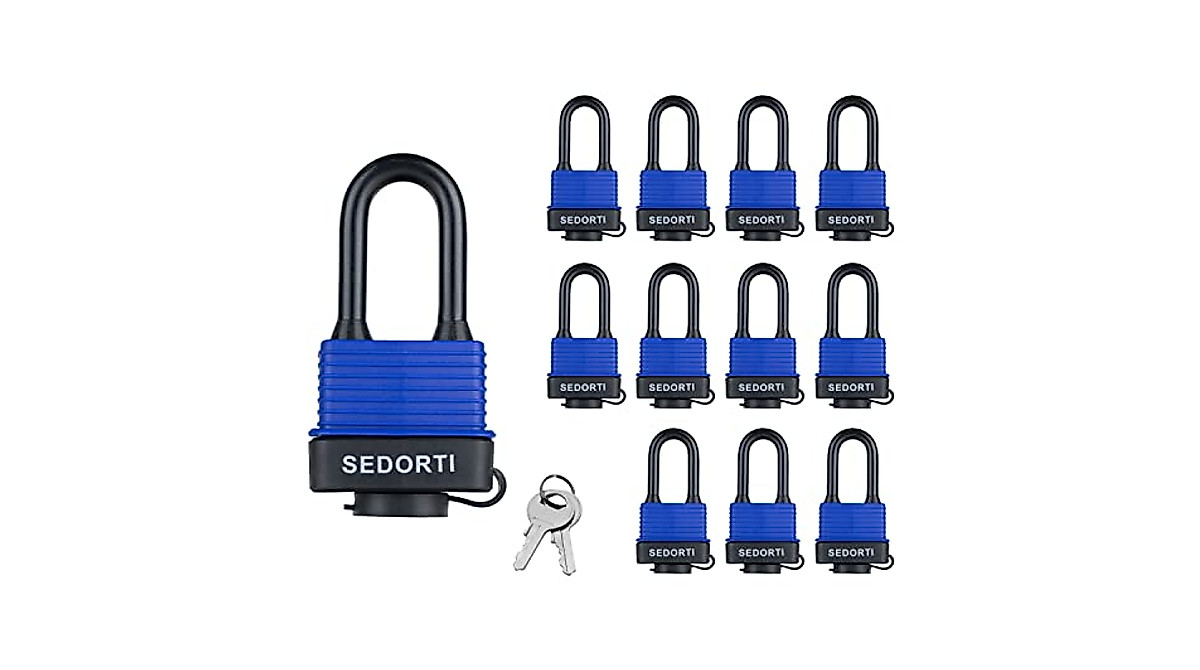 SEDORTI Heavy Duty Waterproof Padlocks - Pack of 12 with Keys