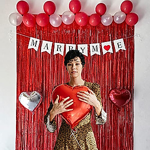 Foil Fringe Curtains Party Decorations - Melsan 3 Pack 3.2 x 8.2 ft Tinsel Curtain Party Photo Backdrop for Birthday Party Baby Shower or Graduation Decorations Red