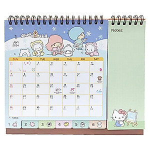 2024 Kawaii Kitty Cat & Friends Mix Characters Monthly Yearly Desktop Calendar