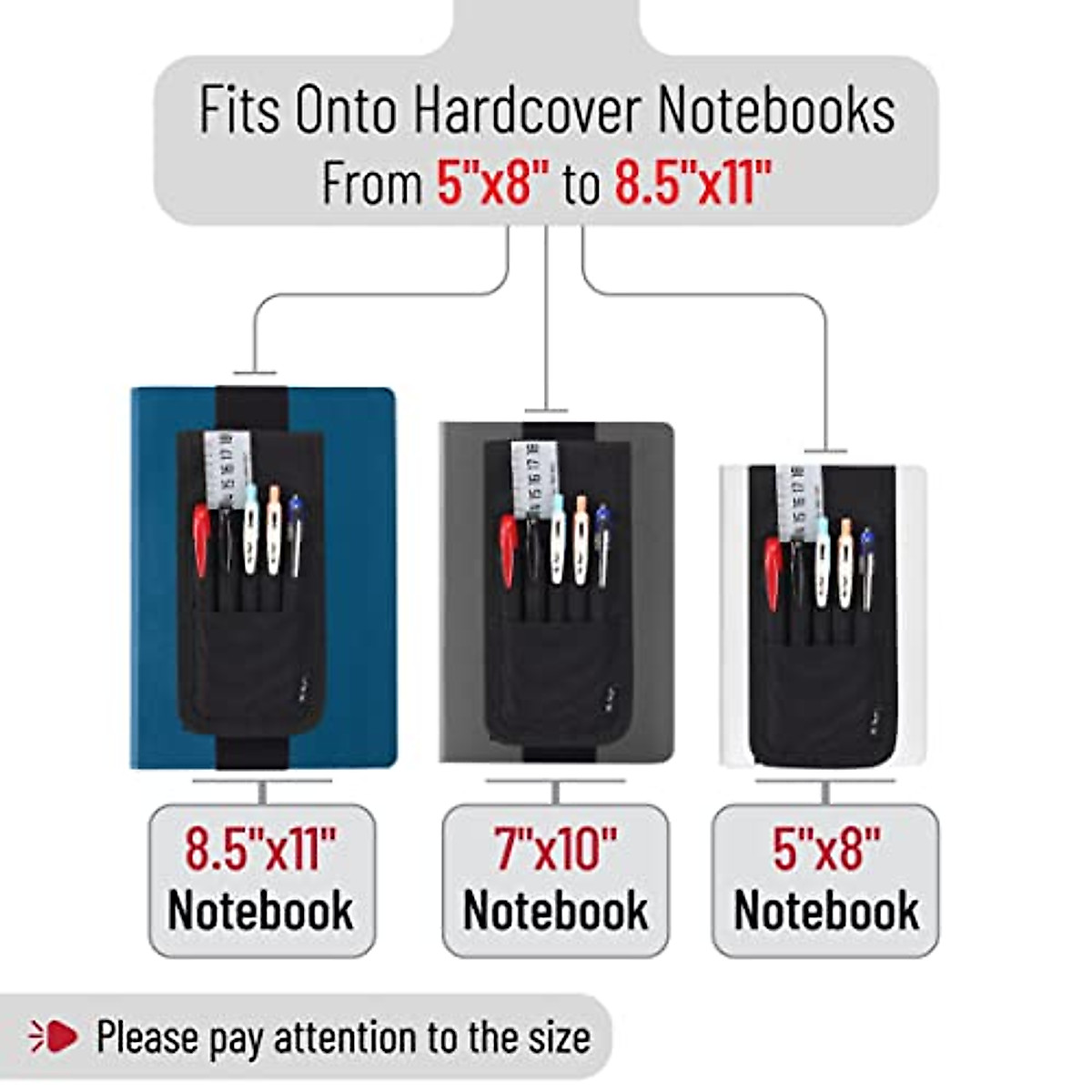 Mr. Pen Adjustable Elastic Band Pen Holder for Hard Cover Journals & Planner - Pen Sleeve Notebook & Pencil Holder