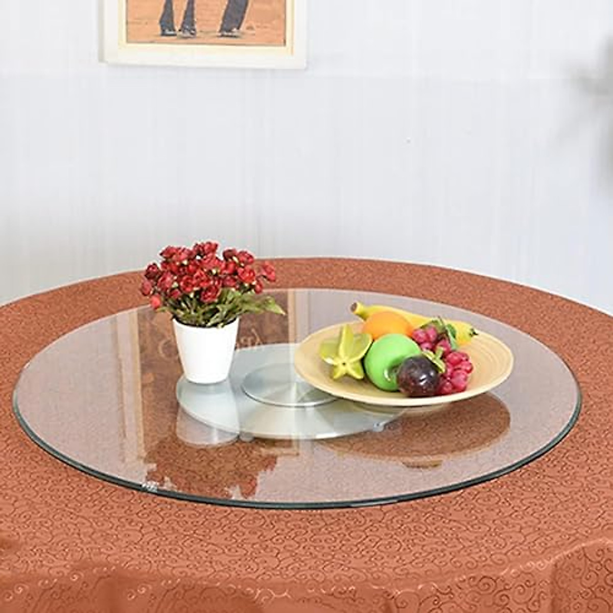 Dining Table Top Serving Plate, Round Glass Turntable Lazy Susan with Silent Bearings, 360° Smooth Rotating Serving Plate, for Kitchen Rotating Serving Plate ( Color : Clear , Size : 80cm (31.5inch) )