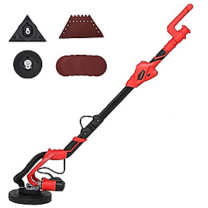 Towallmark Drywall Sander 710W, 2-in-1 Dual-Head Electric Drywall Sander, Variable Speed 1100-2100RPM with 13-Foot Dust Hose, Ceiling Sander with 12 Sand Pads and Dust bag