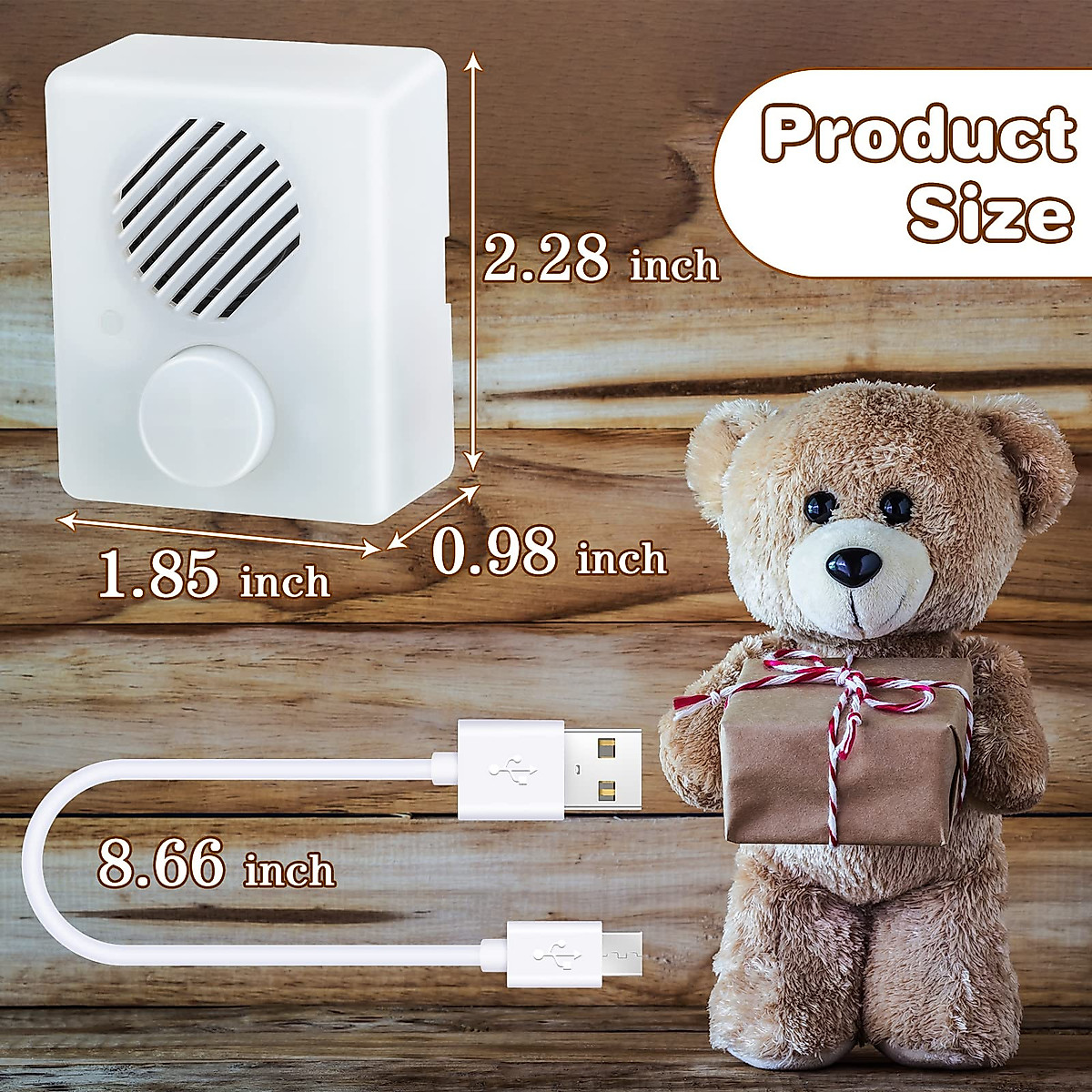 Enhon 960 Seconds Voice Recorder for Stuffed Animal with Volume Adjust, 16M Voice Sound Recorder for Bear Doll Audio Manual Message USB Voice Recoder Device Gift for Halloween Christmas