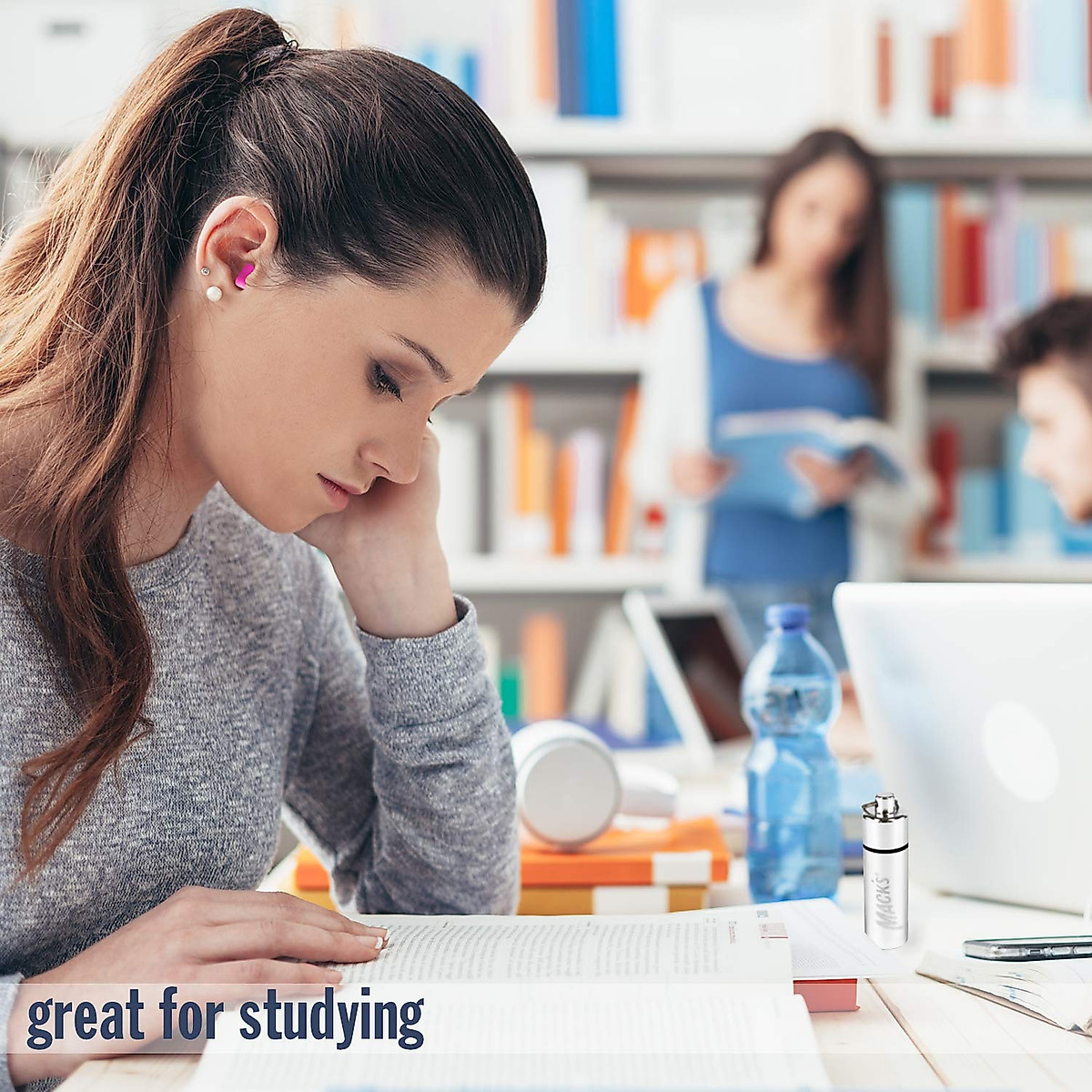 Mack's Keychain Carrying Case, Aluminum, Waterproof Ear Plugs Holder – 2 Pack (Silver)