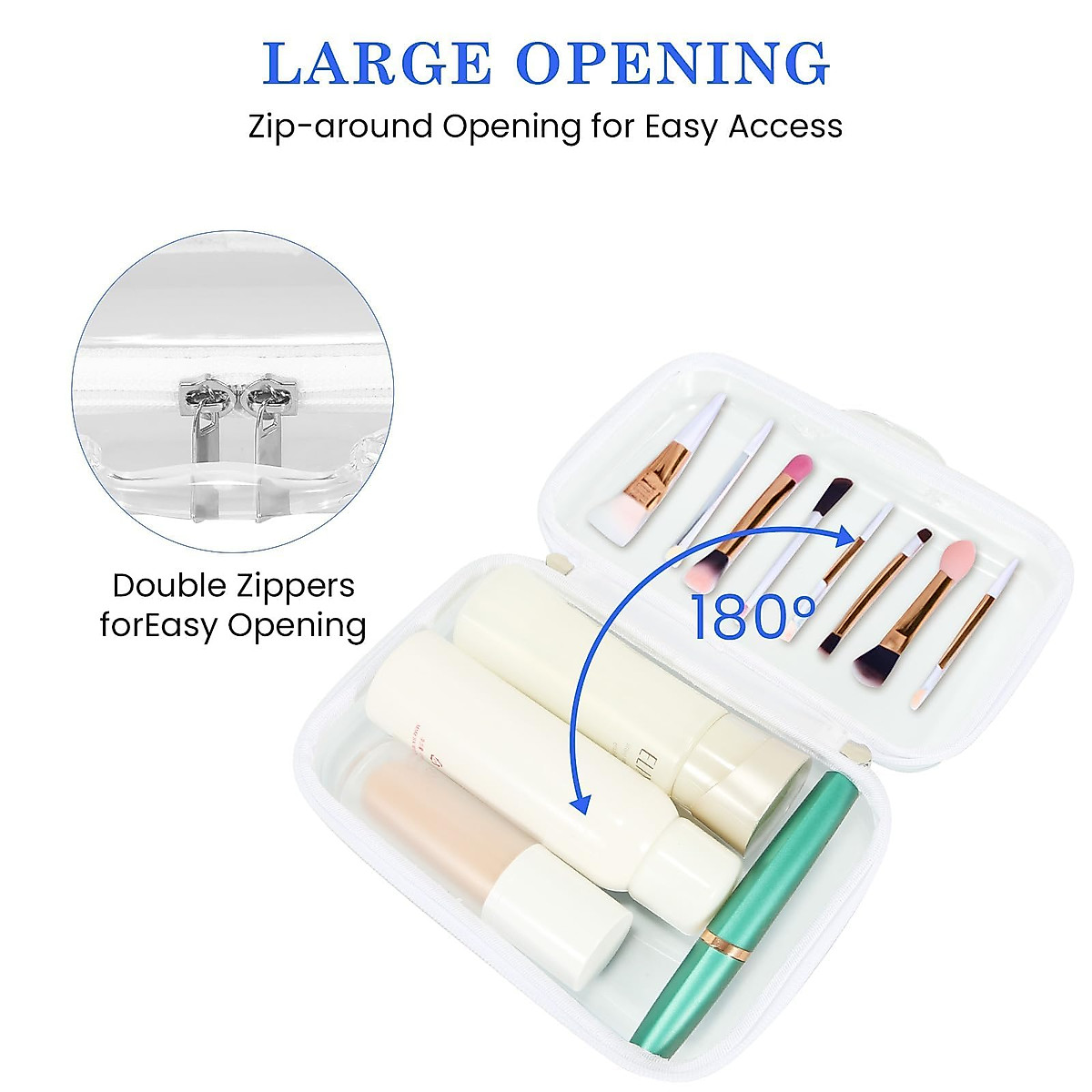 Zippered Hard Pouch, Clear Hard Shell Zipper Case, Clear Plastic Pouches Travel Bags for Kids, Storage for Building Blocks, Puzzles, Cosmetics, Small Items, Stationery Accessories, 4Pack