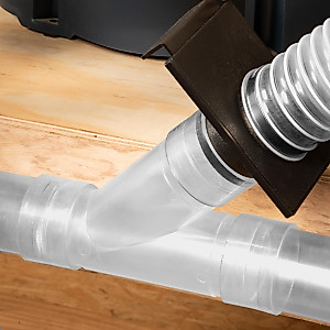 POWERTEC 70228 2-1/2 Inch Y-Fitting Dust Collection Hose Connector, Clear Color