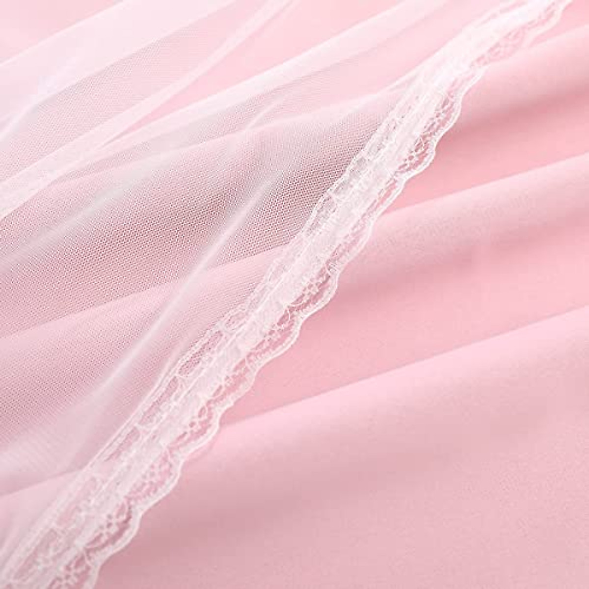 SOFJAGETQ Double Layered Blackout Pink Curtains - Princess Girls Curtains & Draperies Panels for Kids Bedroom Living Room Nursery Pink Lace Hem Room Darkening Curtains, 52x84 inches, 2 PCs