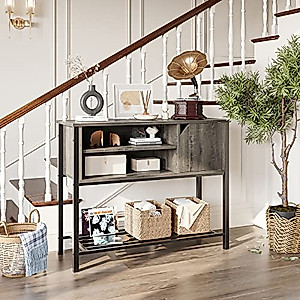 Bestier Coffee Bar with Storage Buffet Cabinet Kitchen Sideboard with Adjustable Shelves Console Table for Kitchen Dinning Room Living Room Hallway Entrance, Gray