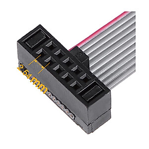 Heyiarbeit 2pcs IDC 16 Pin Connector Gray Wire Flat Ribbon Cable Connector Length 30cm 2.54mm Pitch