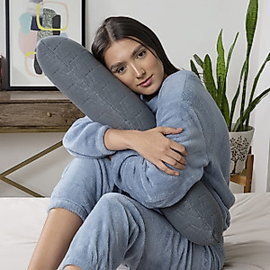 The White Willow Short Body Pillow Memory Foam Sleeping Soft Bed, Hug Pillow Insert for Sleeping & Side Sleeper (10W x 30L Inch) with Grey Zipper Cover Made from German Technology by BASF