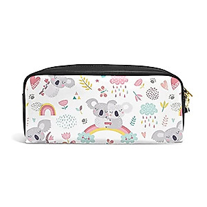 Custom Girl Pencil Case Personalized Your Name Text Cute Rainbow Koala Unique Pencil Bag Customized Pencil Pouch for School Students