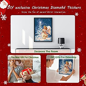 LazyFold Christmas Diamond Painting Kits,Full Drill Round Diamond Art Angel Praying Winter Diamond Painting for Adults Beginners,Christmas Gift,Wall Decor(12"x16")