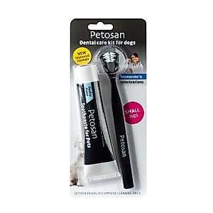 Petosan Dental Kit for Dogs with Toothbrush, Toothpaste and Microfiber Cleaner, for Small Dogs Up to 14 lbs