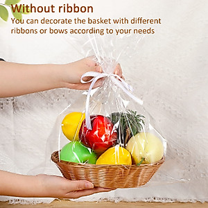 Chengu 9 Pieces Christmas Plastic Baskets for Gifts Empty Oval Basket with 10 Clear Bags Food Storage Basket Woven Empty Basket Gift Baskets for Christmas Party Gift Home Food Serving Storage Display