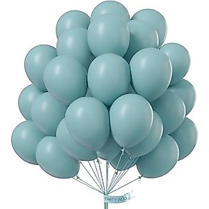 PartyWoo Dusty Blue Balloons 52 pcs 12 inch Light Blue Aqua Balloons for Graduation Wedding Baby Shower Gender Reveal Anniversary Graduation Birthday Party Decorations Blue-F28