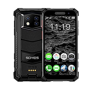 Soyes S10 Max 4G Mini Rugged Cell Phone IP68 Waterproof 3.5" 4GB 128GB Android 10 Unlocked Smartphone Octa Core 3800mAh Walkie Talkie Global Version (Black, 4GB+128GB)