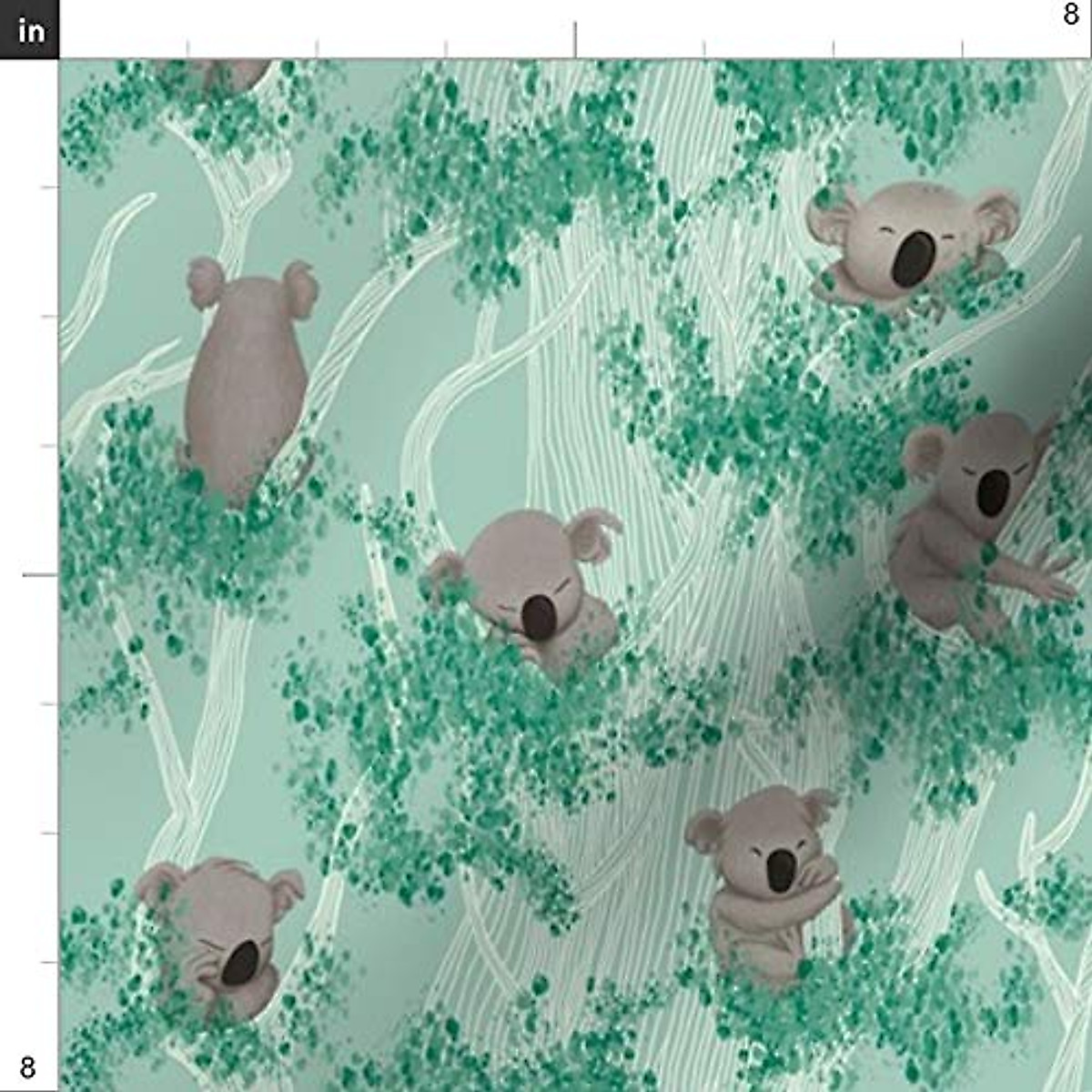 Spoonflower Fabric - Koala Bears Eucalyptus Trees Mint Bear Animal Printed on Petal Signature Cotton Fabric Fat Quarter - Sewing Quilting Apparel Crafts Decor