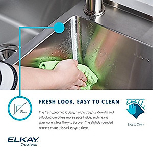 Elkay Crosstown 16 Gauge Workstation Stainless Steel, 31-1/2" x 18-1/2" x 9" Equal Double Bowl Sink Kit with Aqua Divide