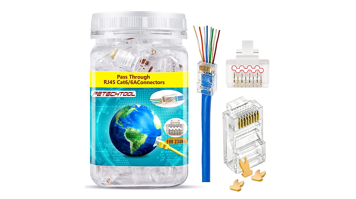 RJ45 Cat6a Connectors - 100 Pack Gold Plated
