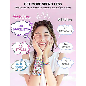 ARTDOT Letter Beads for Jewelry Bracelets Making, 1400 PCS 28 Styles Alphabet Smiley Face Heart Beads kit Crafts for Girls