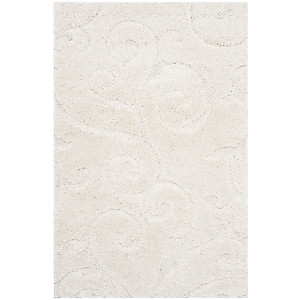 SAFAVIEH Florida Shag Collection Accent Rug - 3'3" x 5'3", Creme & Creme, Scroll, Non-Shedding & Easy Care, 1.2-inch Thick Ideal for High Traffic Areas in Entryway, Living Room, Bedroom (SG455-1111)
