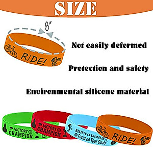 Oringaga 24PCS Bicycle Party Motivational Rubber Bracelets, BMX Bike Game Party Baby Shower Birthday Party Supplies Decorations Gifts Prize Goodie Bag Favors Silicone Wristbands