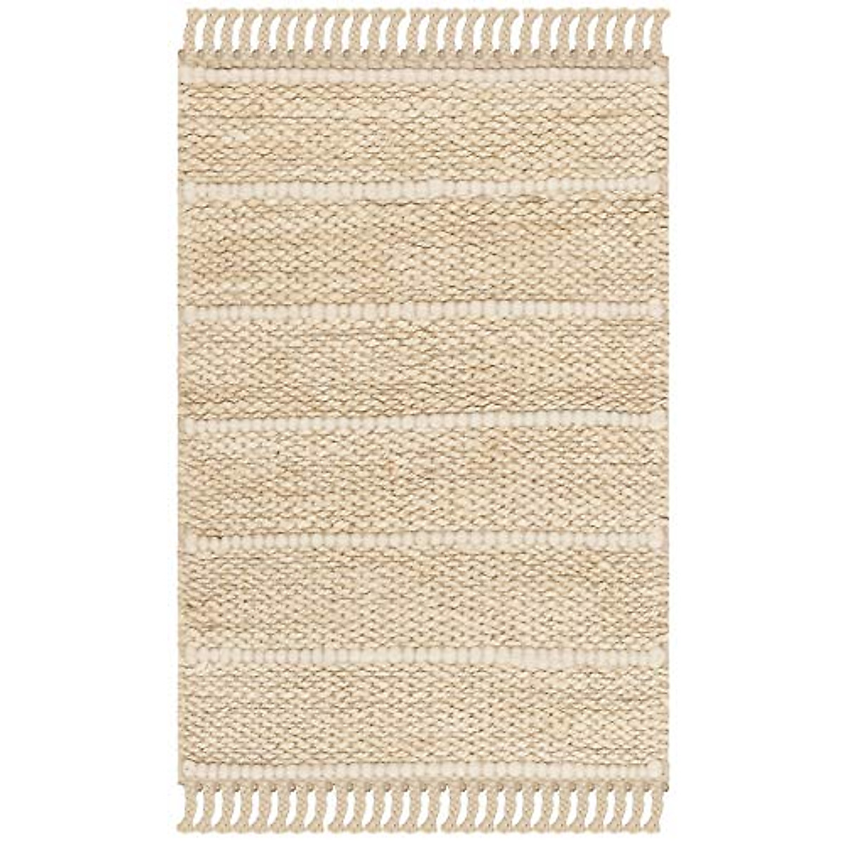 SAFAVIEH Natural Fiber Collection Accent Rug - 2' x 3', Ivory & Ivory, Handmade Tassel Jute, Ideal for High Traffic Areas in Entryway, Living Room, Bedroom (NF550B)