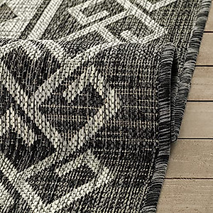 Antep Rugs Patio 6x9 Outdoor/Indoor Southwest Aztec Native Area Rug (Gray, 6'7" x 9')