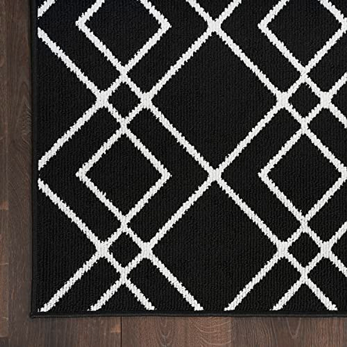 Nourison Modern Lines Modern Geometric Black 5' x 7' Area-Rug, Easy-Cleaning, Non Shedding, Bed Room, Living Room, Dining Room, Kitchen (5x7)