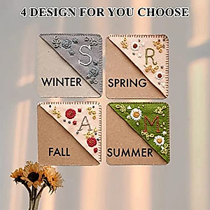 2 PCS Personalized Hand Embroidered Corner Bookmark, 26 Letters Hand Stitched Felt Corner Letter Bookmark, Felt Triangle Bookmark Handmade Stitched Book Marker, for Book Reading Lovers Gift