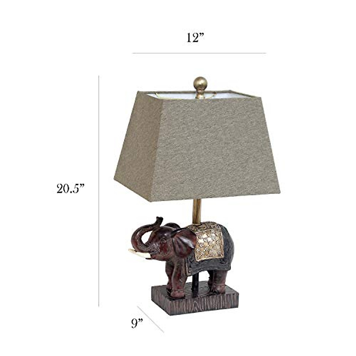 Elegant Designs LT3305-BWN Festive Elephant Table Lamp, Brown