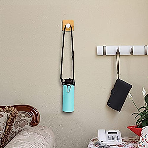 Wongeto Paracord Handle with Shoulder Strap Compatible with Hydro Flask Wide Mouth Water Bottles 12oz - 64 oz，Water Bottle Strap for Walking Biking Hiking Camping(Black 1)