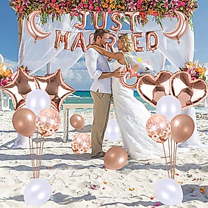 Maigendoo Wedding Balloons Set Just Married Banner Heart Star Moon Foil Mylar Balloon Diamond Balloon Confetti Balloon Latex Balloons Kit for Bridal Shower Wedding Engagement Party Decorations