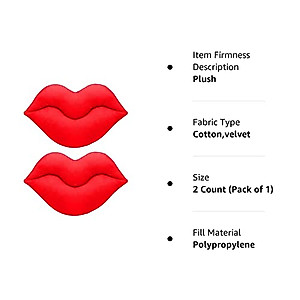 Yookeer 2 Pieces 3D Lip Shape Throw Pillows Plush Valentine Soft Velvet Lips Cushion Plush Large Pillows for Birthday Anniversary Living Room Bedroom Sofa Decoration, 20 x 11 Inches (Red)