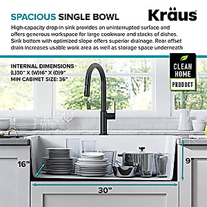 KRAUS Bellucci Workstation 33 in. Drop-In Granite Composite Single Bowl Kitchen Sink in White with Accessories with WasteGuard™ Continuous Feed Garbage Disposal, KGTW1-33WH-100-75MB