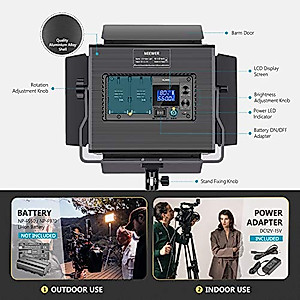 Neewer Upgraded 660 LED Video Light, Dimmable Bi-Color 3200K~5600K CRI 96+ LED Panel Light with LCD Screen, U-Mount Bracket and Barndoor for Studio Photography, YouTube Video Shooting (NL660S)