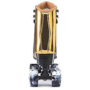 TOEDNNQI Roller Skates for Women Youth Adult Classic High Top Quad Skate Shoes for Outdoor & Indoor Gold 7