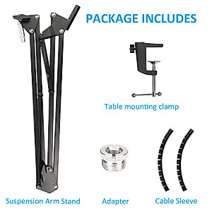 HyperX SoloCast Mic Boom Arm Stand - Professional Adjustable Scissor Microphone Boom Arm with Cable Sleeve Compatible with HyperX SoloCast Microphone by YOUSHARES
