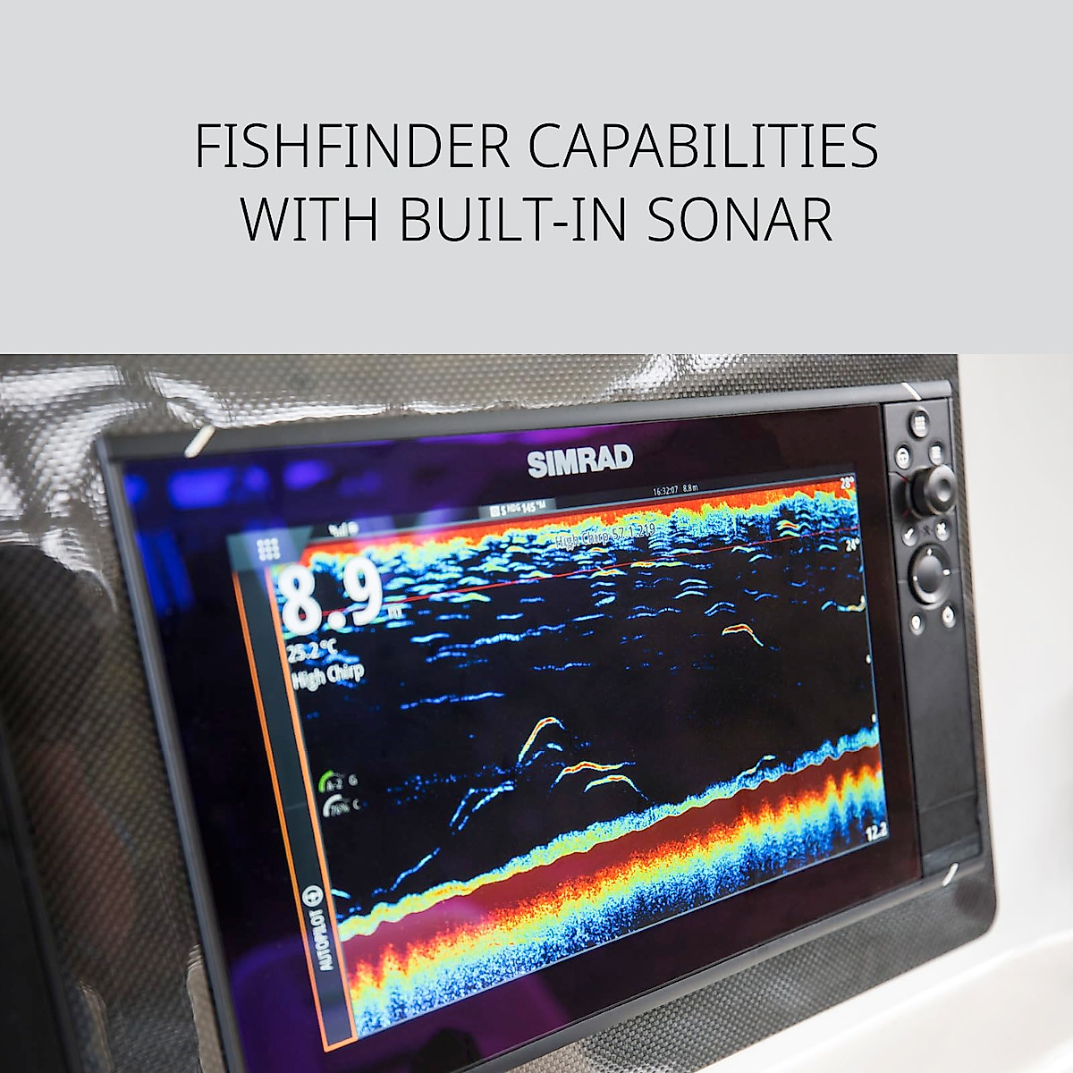 Simrad NSS16 Evo3S - 16-inch Multifunction Fish Finder Chartplotter with Preloaded C-MAP US Enhanced Charts