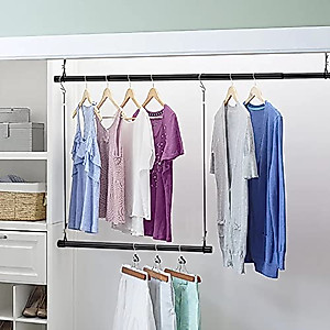 Hanging Closet Rod, Length and Height Adjustable Closet Hanging Organizer,35 Inch Height Space-Saving Clothes Hanging Bar,Black Closet Rod Extender 2Pcs…