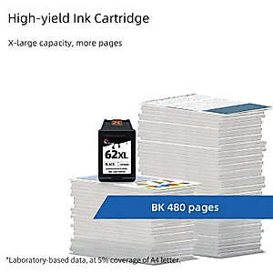 Ubinki Remanufactured Ink Cartridge Replacement for HP 62XL 62 HP62 XL HP62XL Ink (Black, 2Pack) to use with Envy 7645 7640 5660 5540 5640 OfficeJet 5740 5741 8040 OfficeJet 250 200 Series Printer