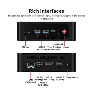 Beelink Mini PC, AMD Ryzen 7 5700U (8C/16T, up to 4.3GHz), 16GB DDR4 RAM 500GB M.2 PCIe3.0 SSD, SER5 Pro Mini Desktop Computer Support 4K@60Hz Triple Display/WiFi 6/BT5.2/USB3.2/Gaming/Office/Home