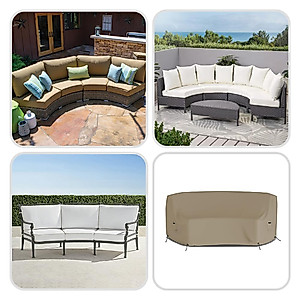 Covers & All Curved Outdoor Couch Cover, 12 Oz PVC Polyester Patio Furniture Cover, Tear & UV Proof Couch Cover Patio with Air Pockets & Drawstrings (190" L x 36" W x 39" H x 128" FL, Beige)
