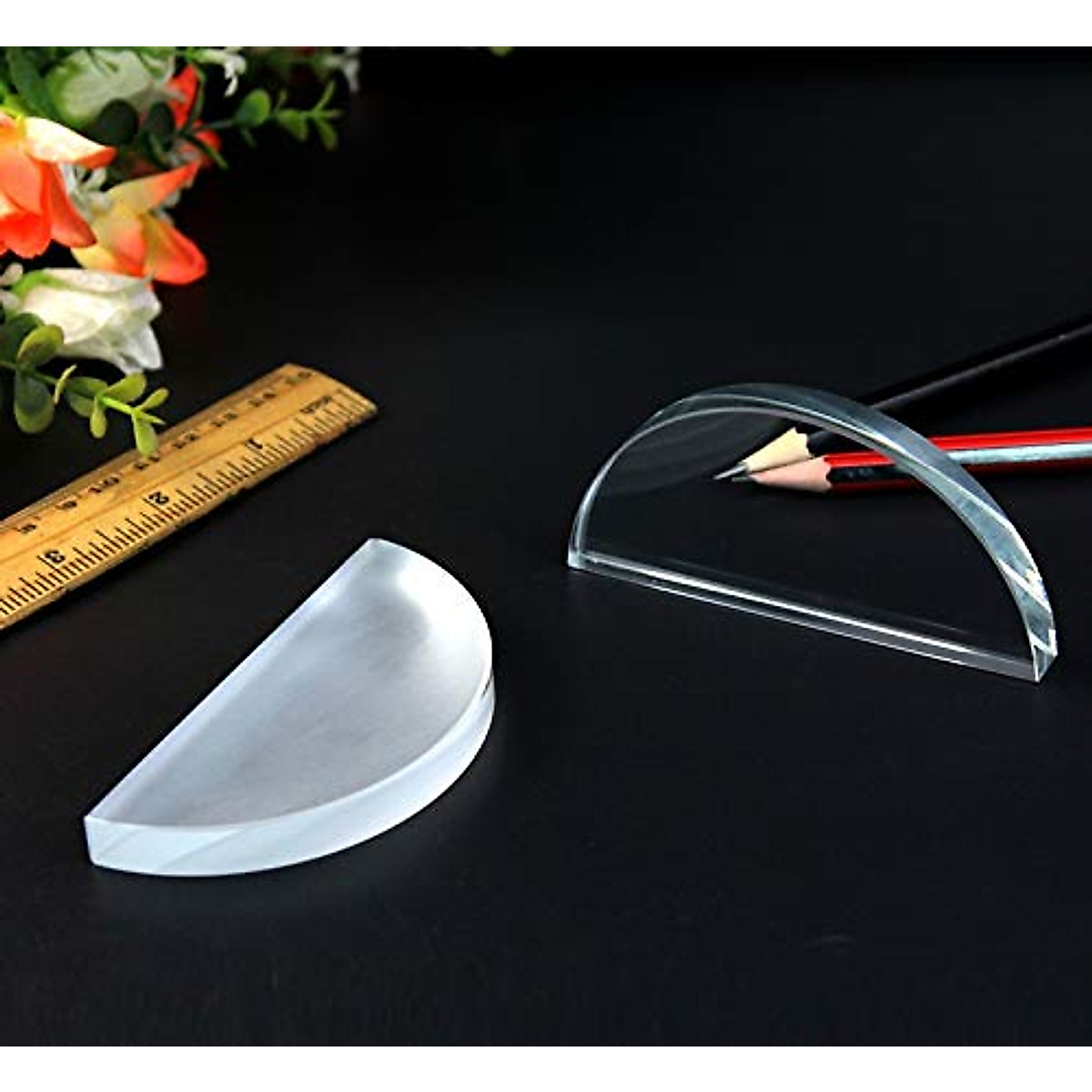 Optical Glass Semicircle Lens Physical Teaching Equipment 2pcs