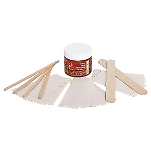 MOOM Organic Lip, Face & Eyebrow Wax Kit - Hair Removal Glaze with Avocado Oil, Agar Agar & Green Tea - Includes 18 Reusable Waxing Strips & 6 Waxing Application Sticks - 3 oz. Wax Jar, 1 Pack