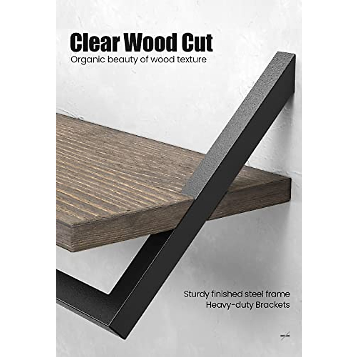 LYNNC Floating Shelves Wall Mounted, Solid Wood Shelves for Bedroom, Living Room, Kitchen, Bathroom, Wall Shelf Decor, Set of 2, Brown